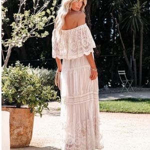 Dresses | White Lace Off Shoulder Gown Long Maxi Dress | Poshmark